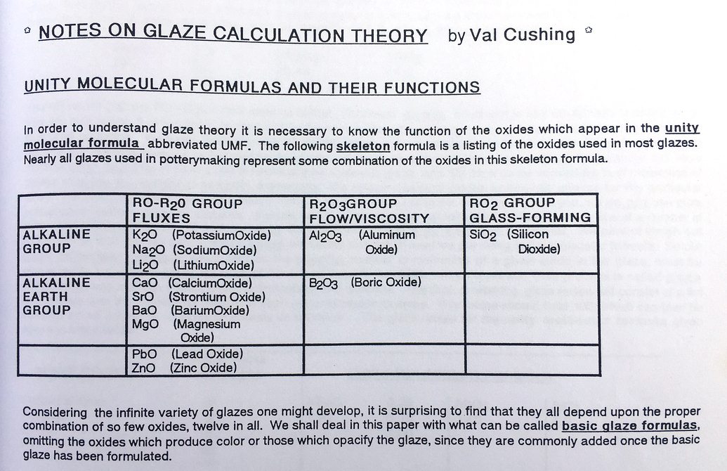 Unity Molecular Formula (UMF) - Glaze Chemistry - Glazy Ceramics Wiki